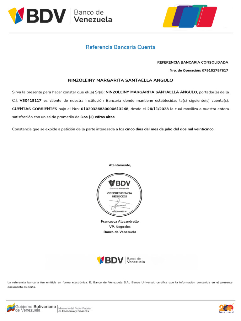 Persona BDV Referencia Cuenta 18117 | PDF