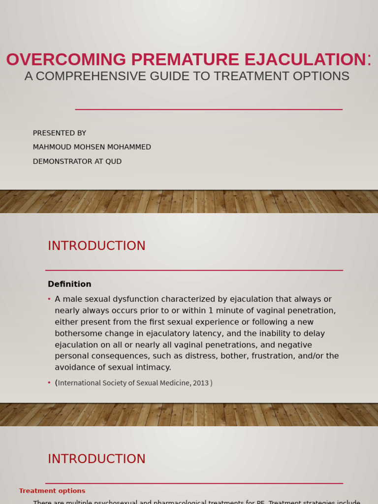 Treatment Options For Premature Ejaculation | PDF | Selective Serotonin Reuptake Inhibitor ...