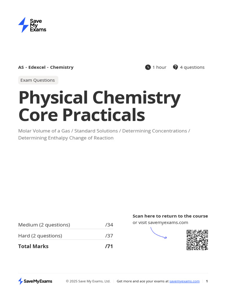 4 1 Physical Chemistry Core Practicals Gyd9x7mXD3f2KMKT | PDF | Mole (Unit) | Chemistry