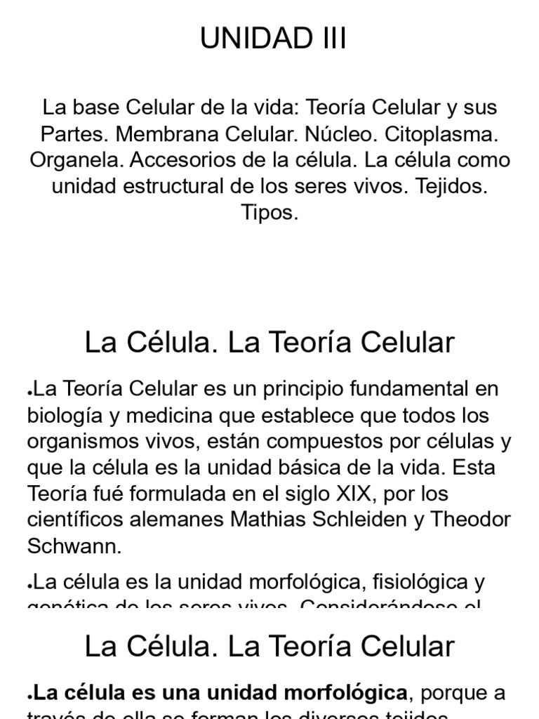 Unidad III. La Base Celular de La Vida | PDF | Membrana celular | Nucleo celular