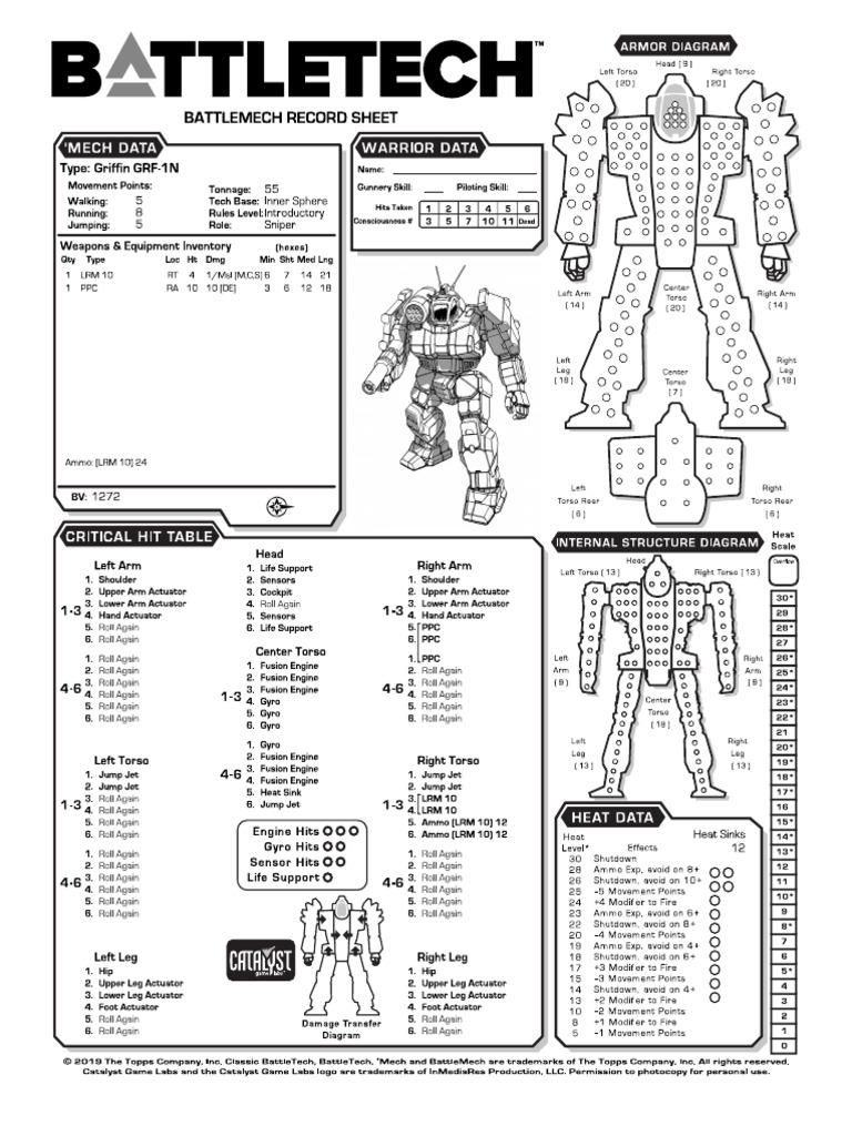 Battletech Record Sheets Succession Wars | PDF