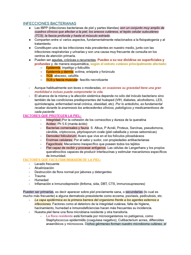 Infecciones Bacterianas de Piel y Tratamiento | PDF | Especialidades ...