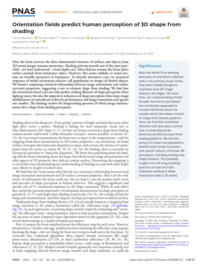 Aubuchon Et Al Orientation Fields Predict Human Perception of 3d Shape ...