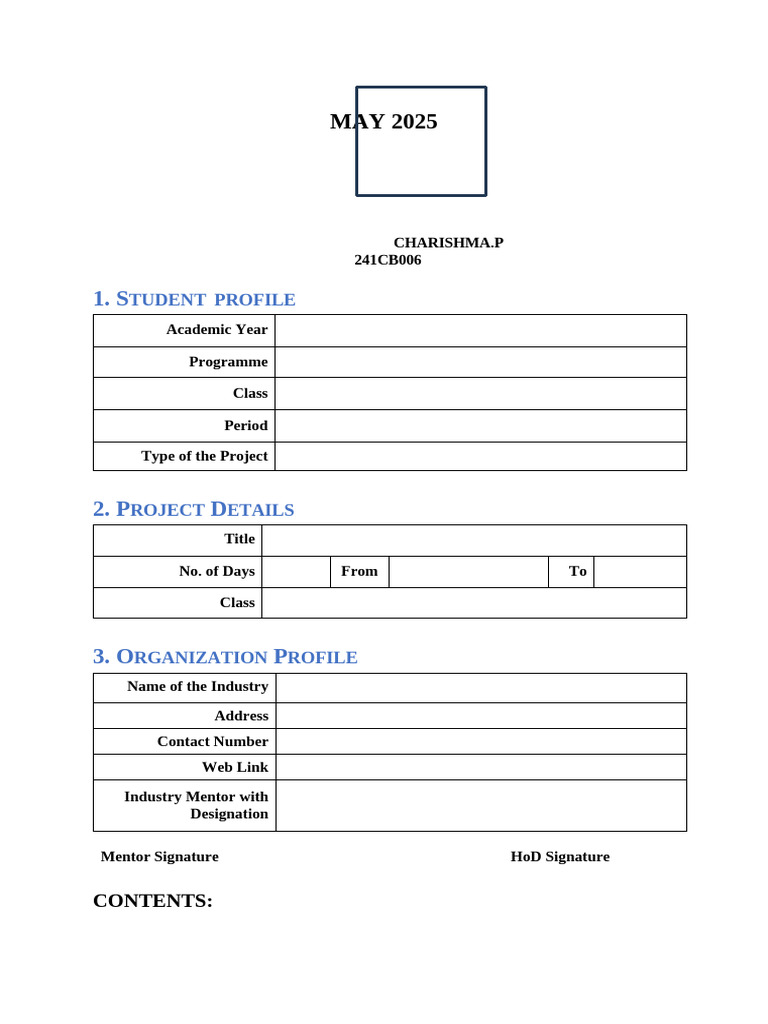 Student Project Report Template | PDF