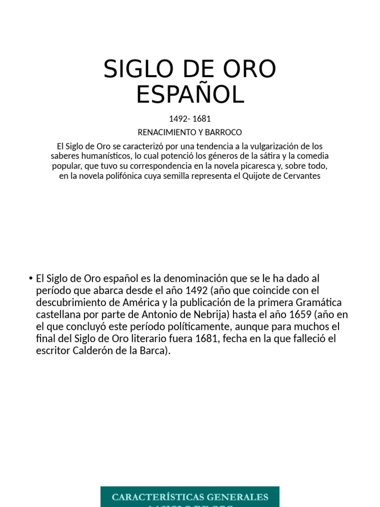 Siglo de Oro Español | PDF | Miguel De Cervantes | España