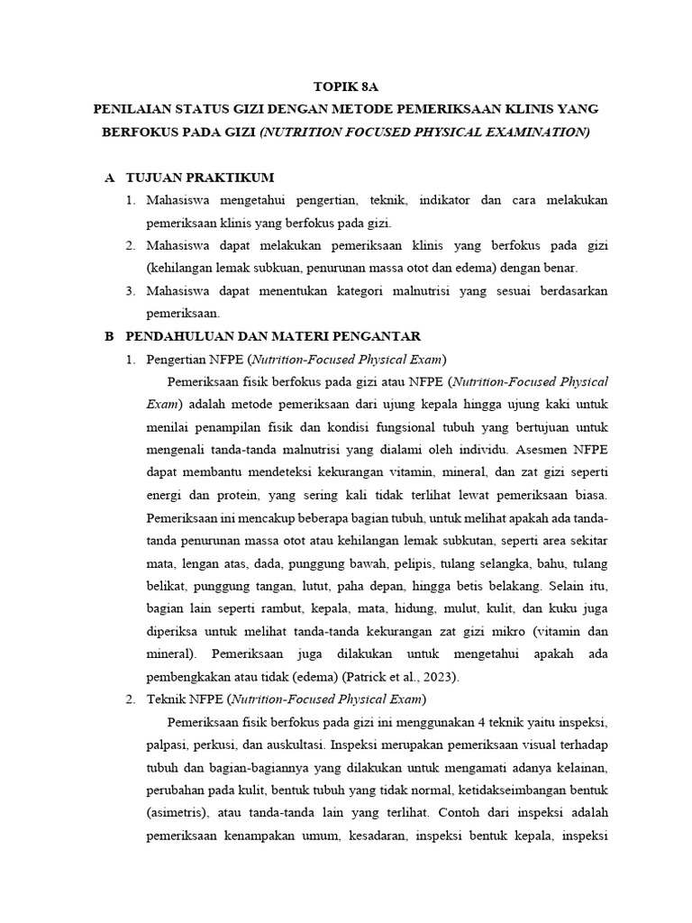 Asesmen NFPE untuk Deteksi Malnutrisi | PDF