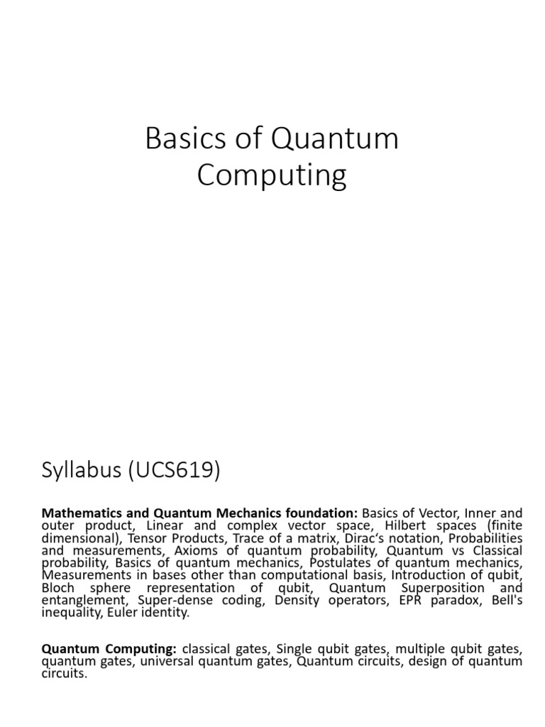 Basics of Quantum Computing | PDF | Quantum Computing | Computer Science