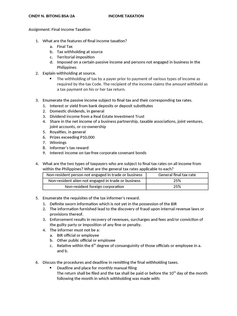 05 Final Income Tax - Assignment | PDF | Taxes | Income Tax