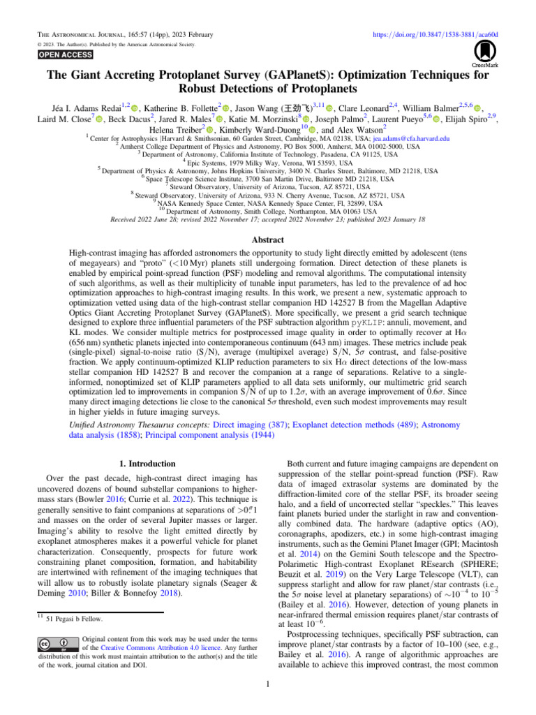 The Giant Accreting Protoplanet Survey (GAPlanetS) - Optimization ...