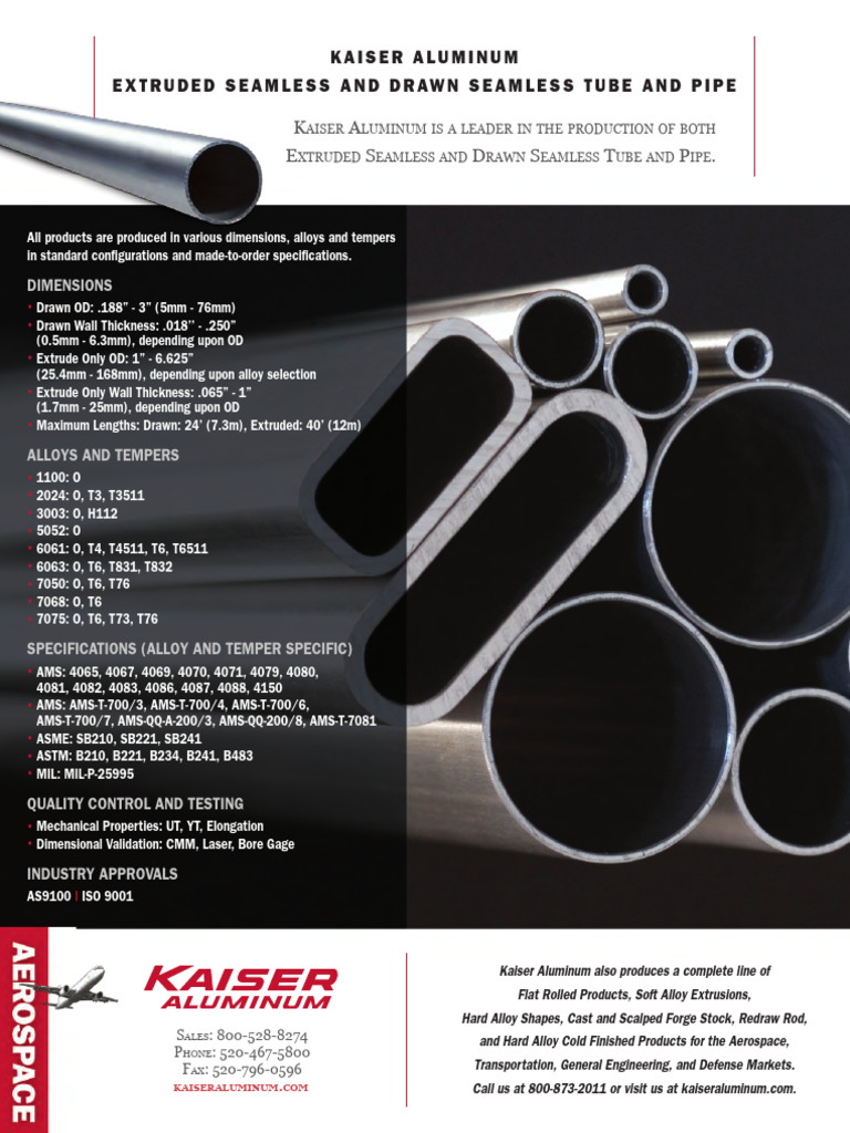 Kaiser Aluminum Hard Alloy Products | PDF | Extrusion | Pipe (Fluid ...