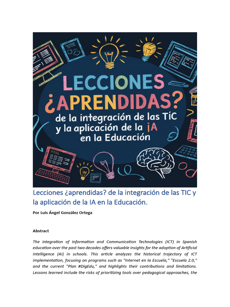 Lecciones Aprendidas de La Integraci N de Las TIC 1738333938 | PDF | Inteligencia artificial ...