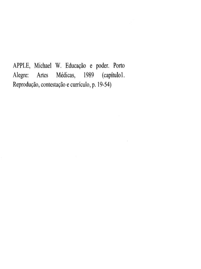 Educação e Poder - Michael Apple | PDF