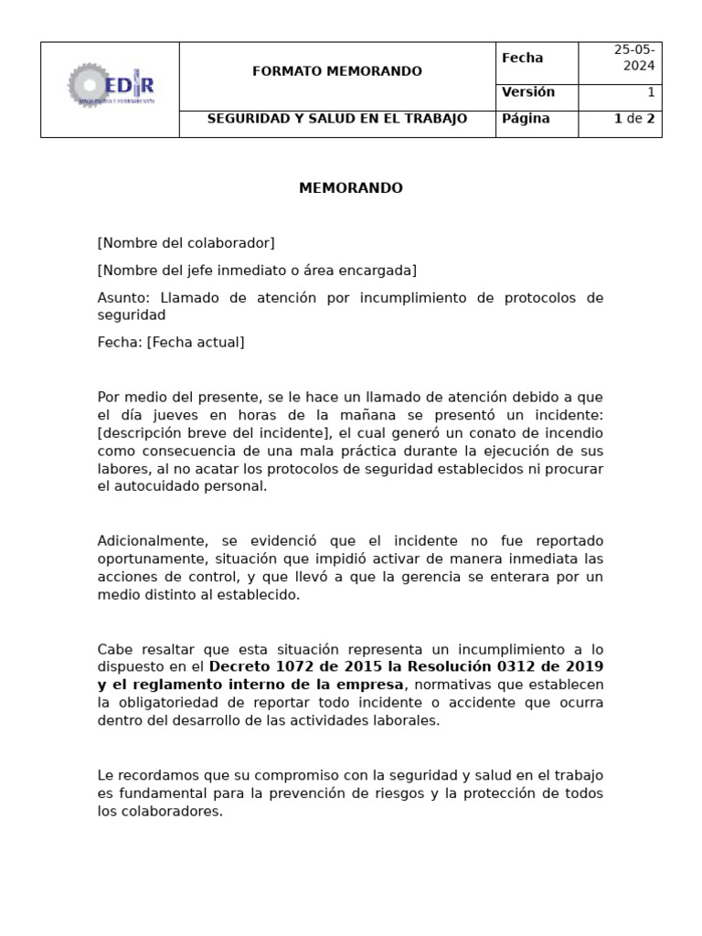 Memorando Formato | PDF