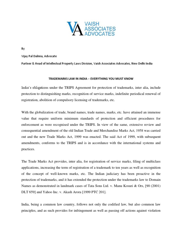Trademark Law in India: Key Insights | PDF | Trademark | Priority Right