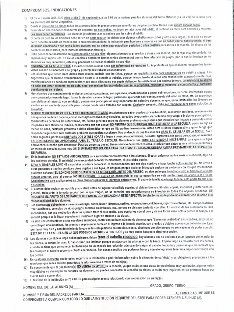 Compromisos, Indicaciones | PDF