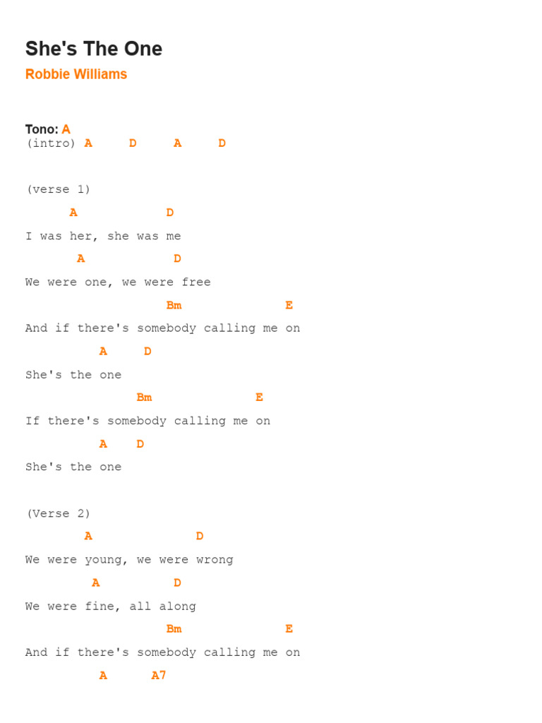 She S The One Robbie Williams | PDF