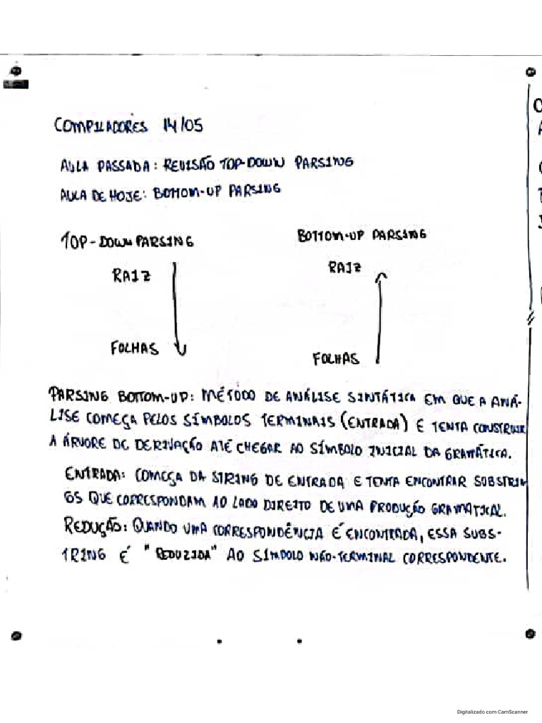 BottomUp Parsing - Compiladores 14 - 05 | PDF