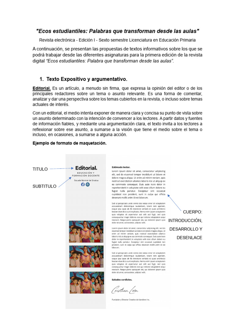 Propuestas de textos para revista educativa | PDF | Publicación ...