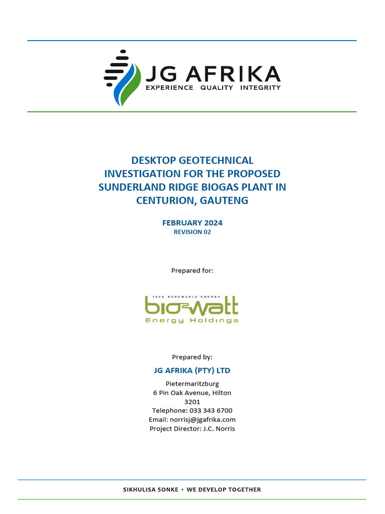Centurion Biogas Plant Geotechnical Study | PDF | Sinkhole | Earth Sciences