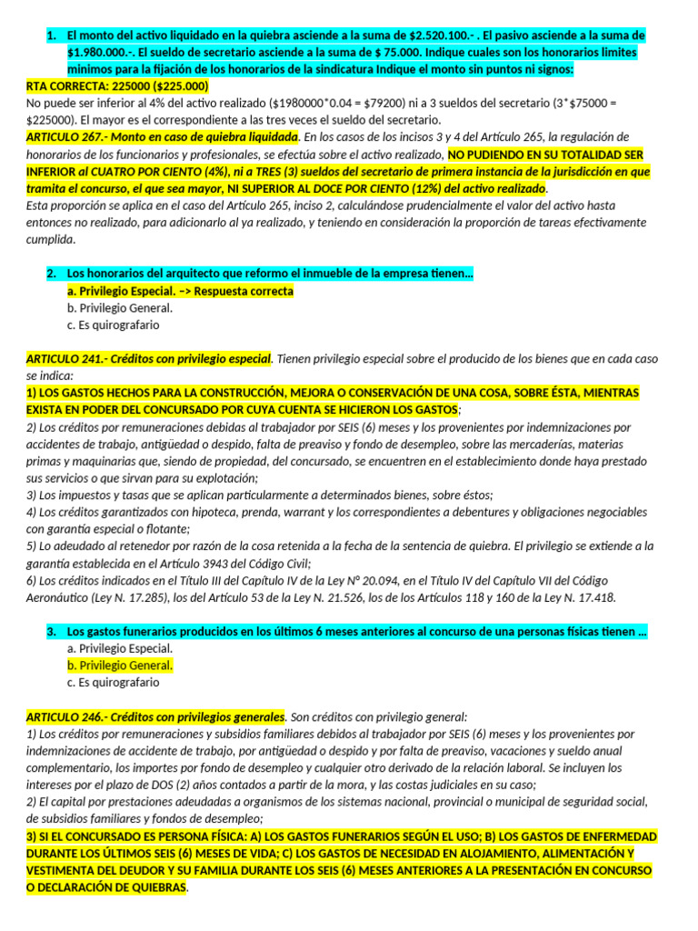 Preguntas Resueltas-Cyq | PDF | Bancarrota | Apelación