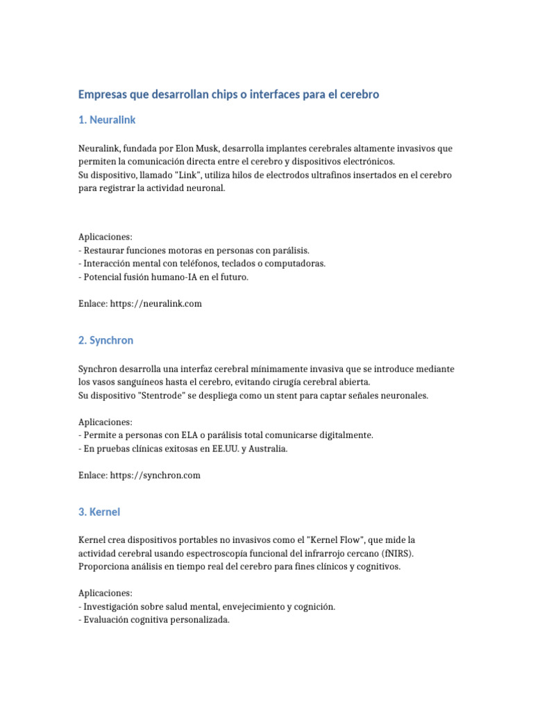 Empresas BCI Control Cerebro | PDF