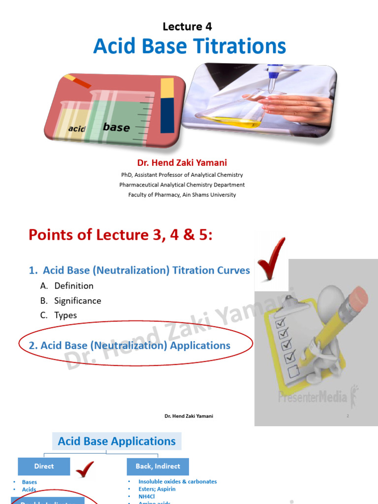 PDF-Acid Base Titrations Lec 4 (2025) ' | PDF | Acid | Chemistry