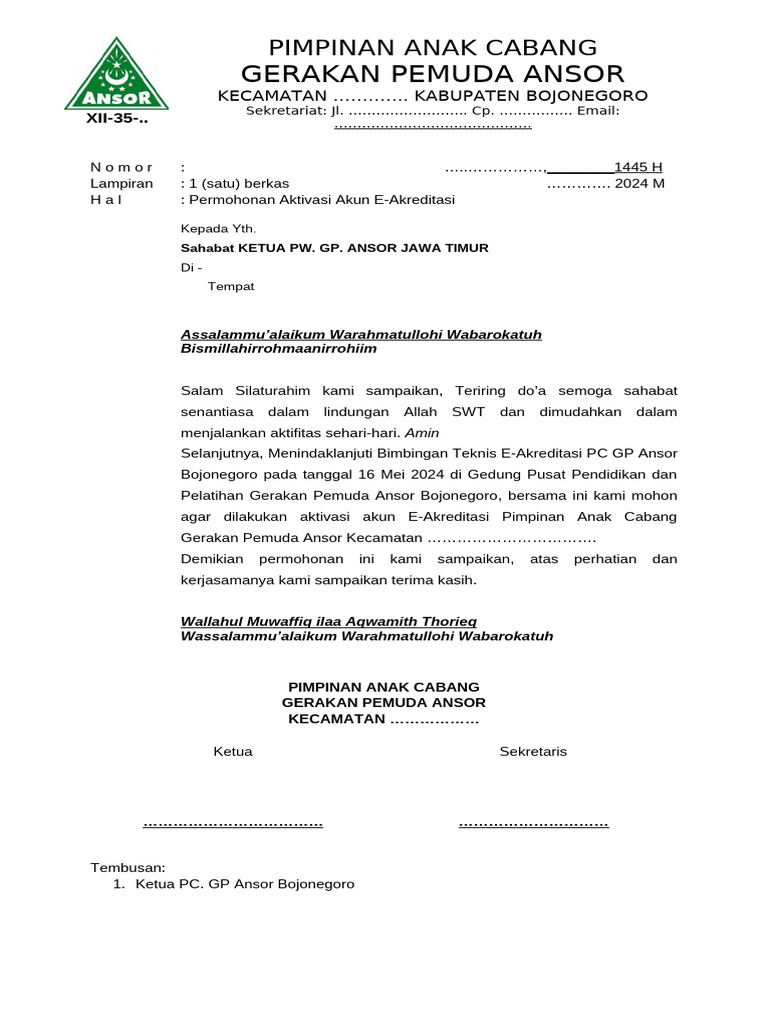 !! Contoh Surat Permohonan Aktivasi Akun | PDF