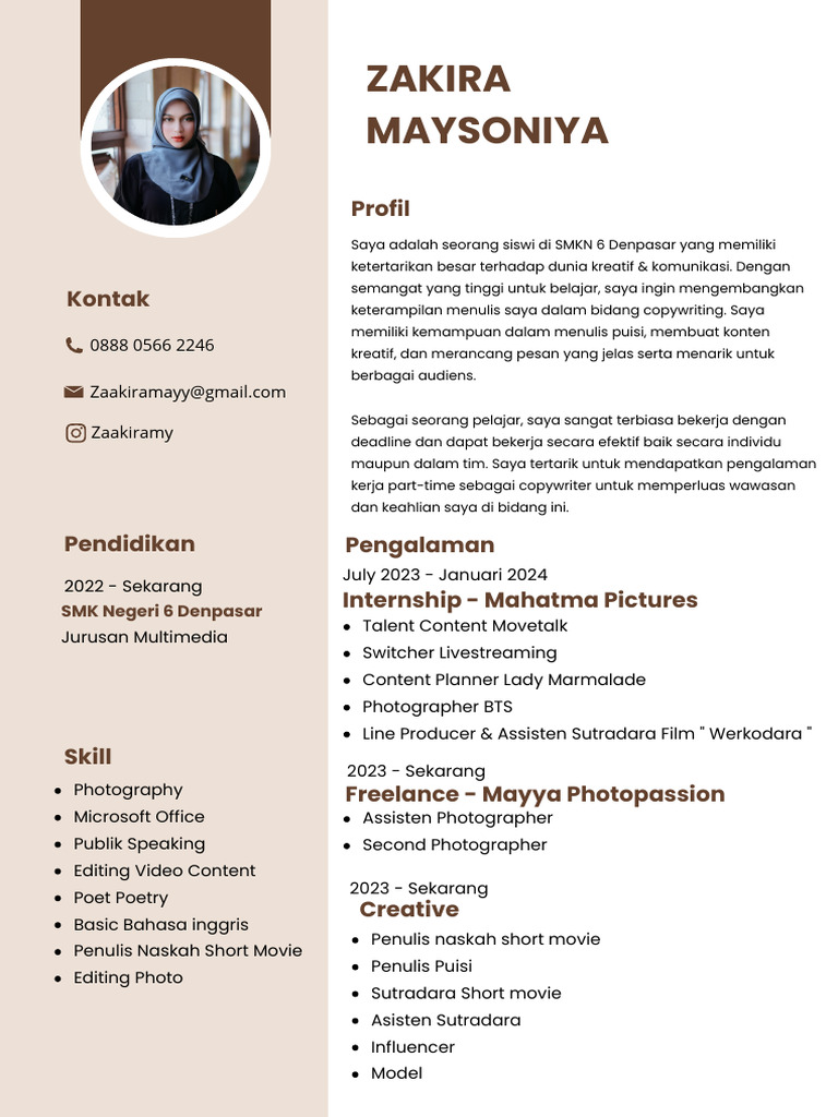 CV Zakira Mys | PDF