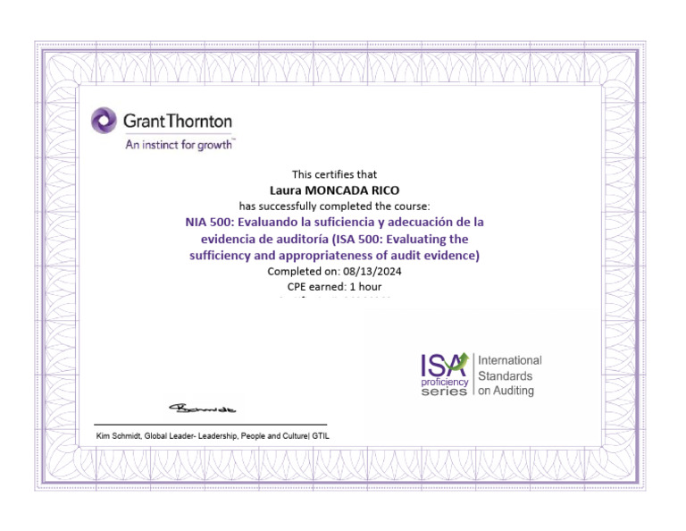 NIA 500 Course Completion Certificate | PDF