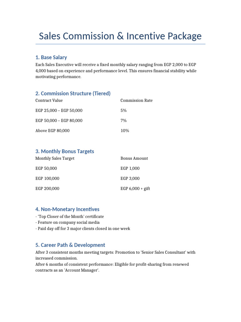 Sales Commission Structure & Incentives | PDF