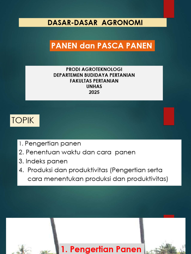 Materi-Panen Dan Pasca Panen-2025 | PDF