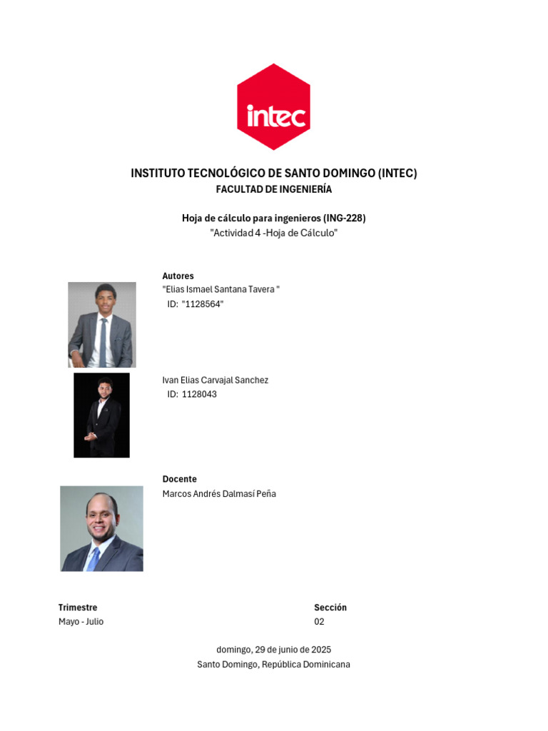 Instituto Tecnológico de Santo Domingo (Intec) : Facultad de Ingeniería ...