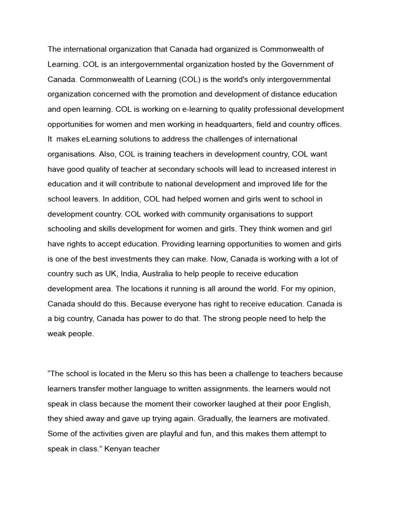 Commonwealth of Learning: Empowering Education | PDF | Commonwealth Of ...
