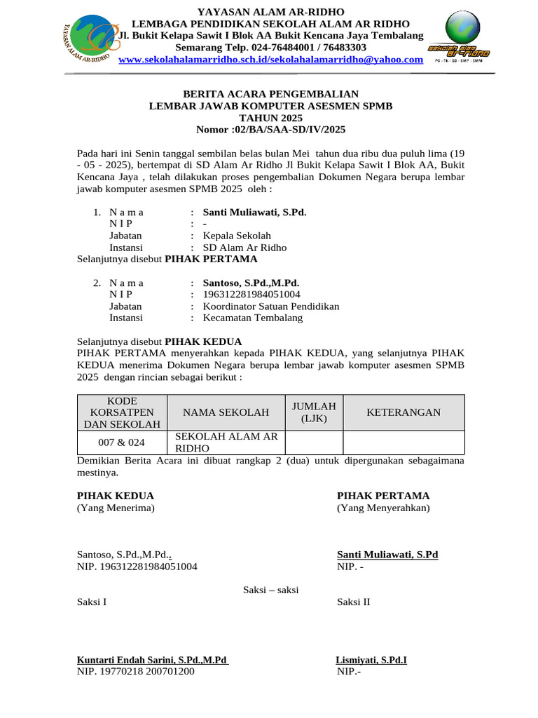 Berita Acara Pengembalian | PDF