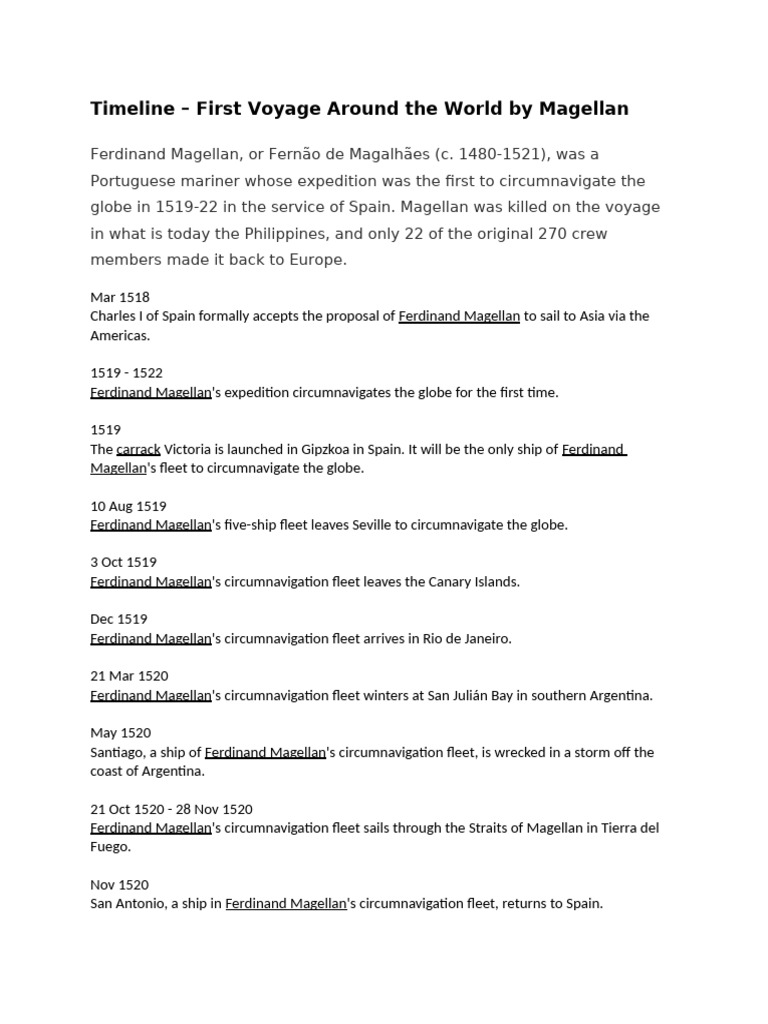 Timeline of Magellans Expedition | PDF | Ships | Field Research