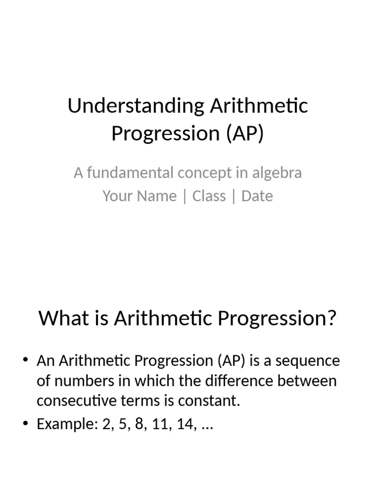 Arithmetic Progression Presentation | PDF