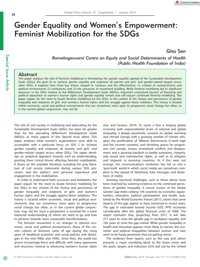 Feminist Mobilization for Gender Equality | PDF | Millennium ...