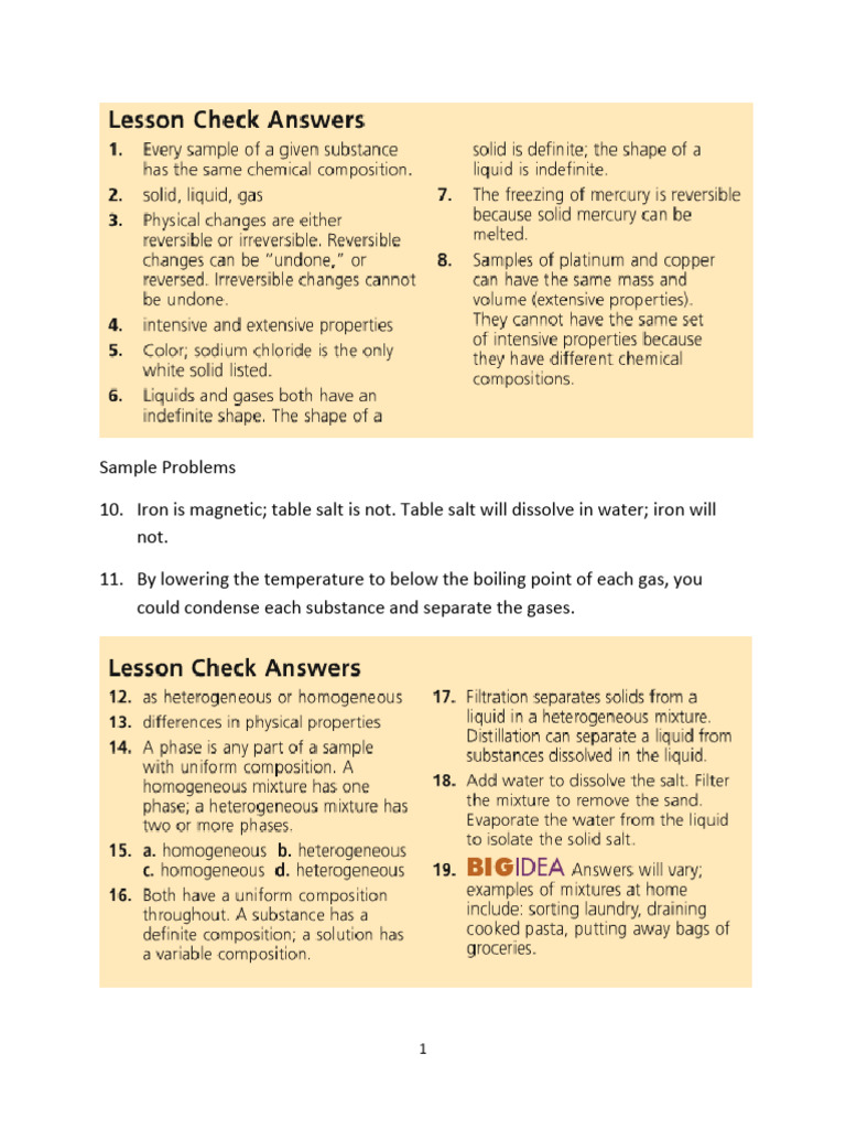2 Lesson Check & Sample Problem Key | PDF