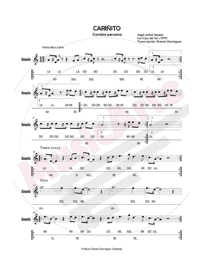 Notas Musicales Mi Cariñito | PDF