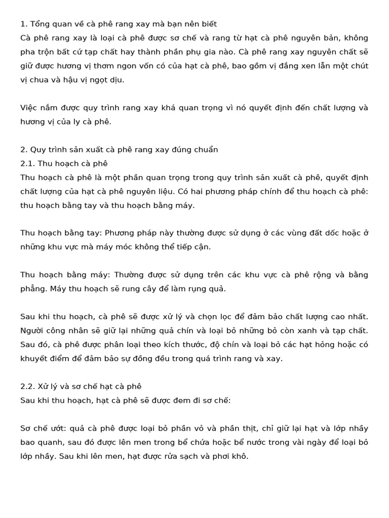 Quy Trinh Rang Xay Ca Phe | PDF