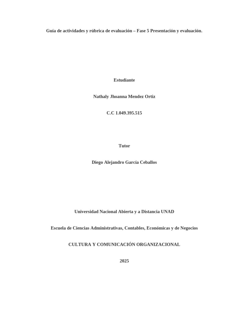 Fase 5 - Nathaly Mendez | PDF | Sustentabilidad | Comunicación