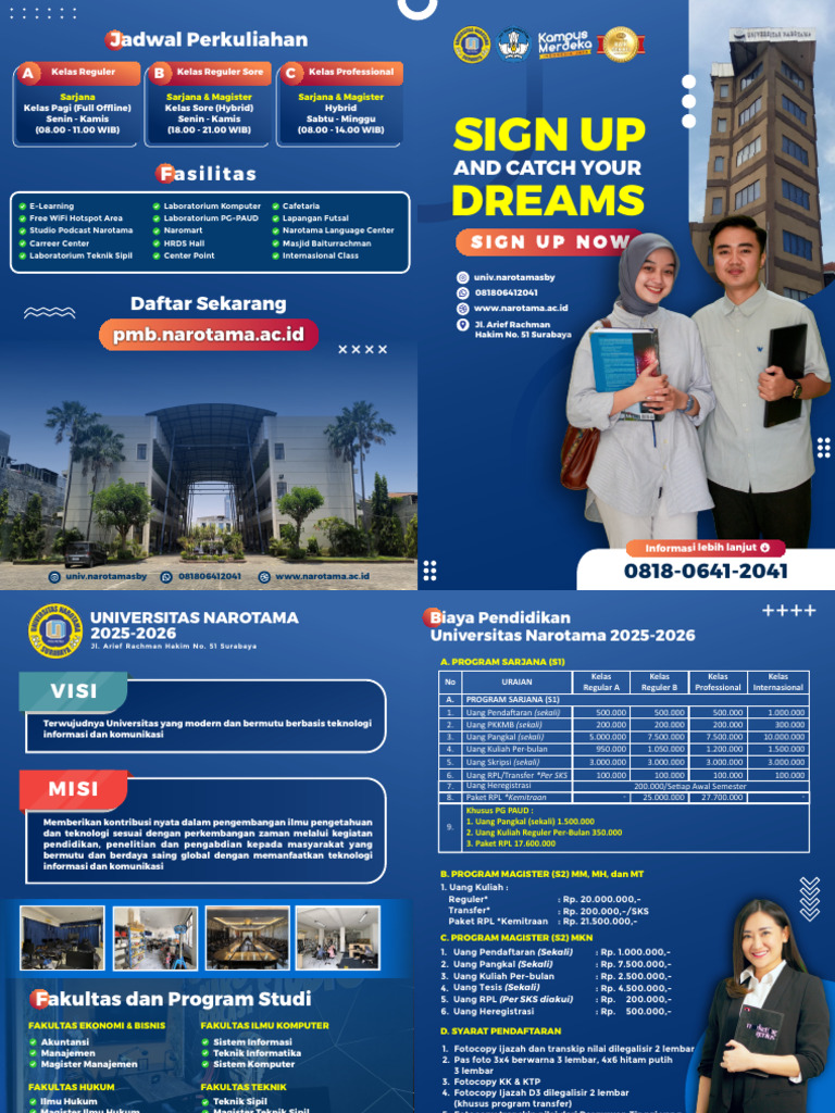 Biaya Pendidikan Universitas Narotama 2025-2026 | PDF