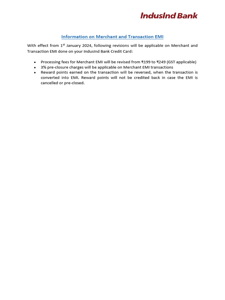 Credit Card Merchant and Transaction EMI | PDF