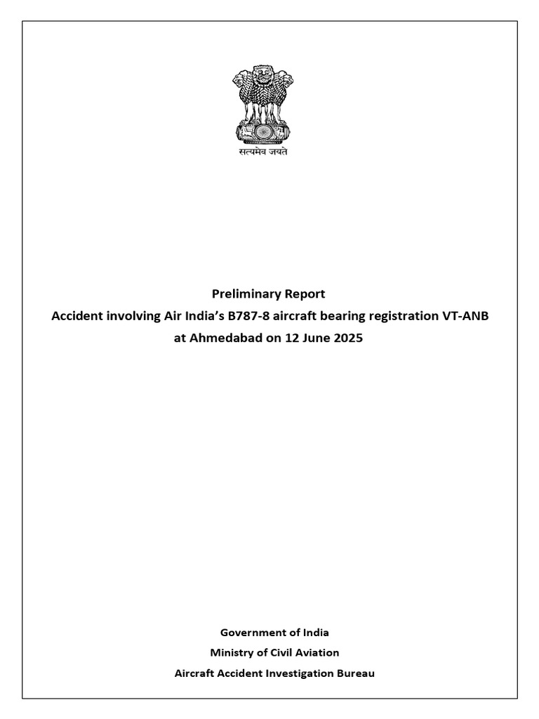 Preliminary Report VT-ANB | PDF | Aviation Accidents And Incidents ...