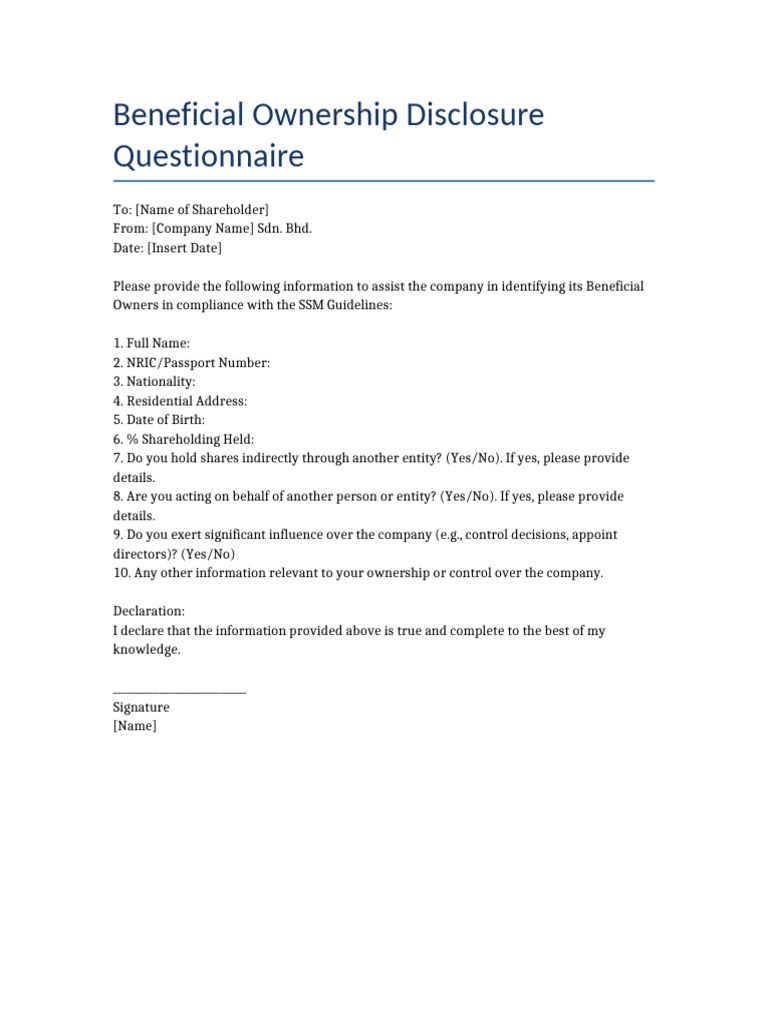 Beneficial Ownership Disclosure Form | PDF