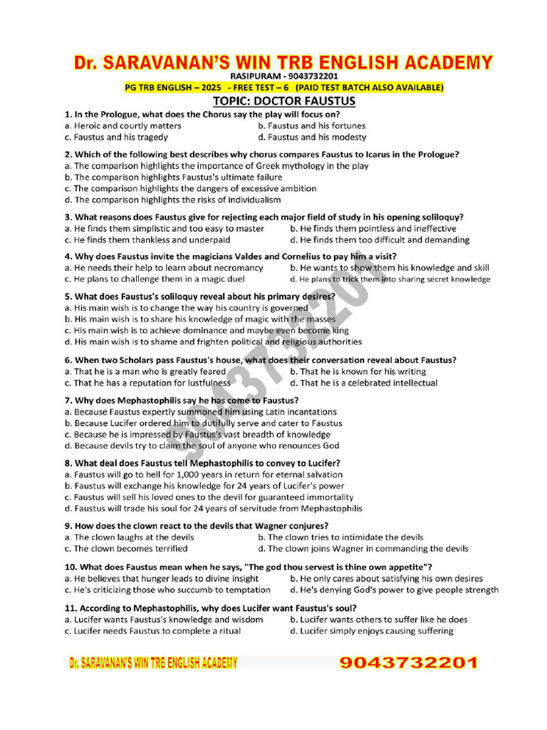 DR Saravanan's WIN Test 6 Q | PDF