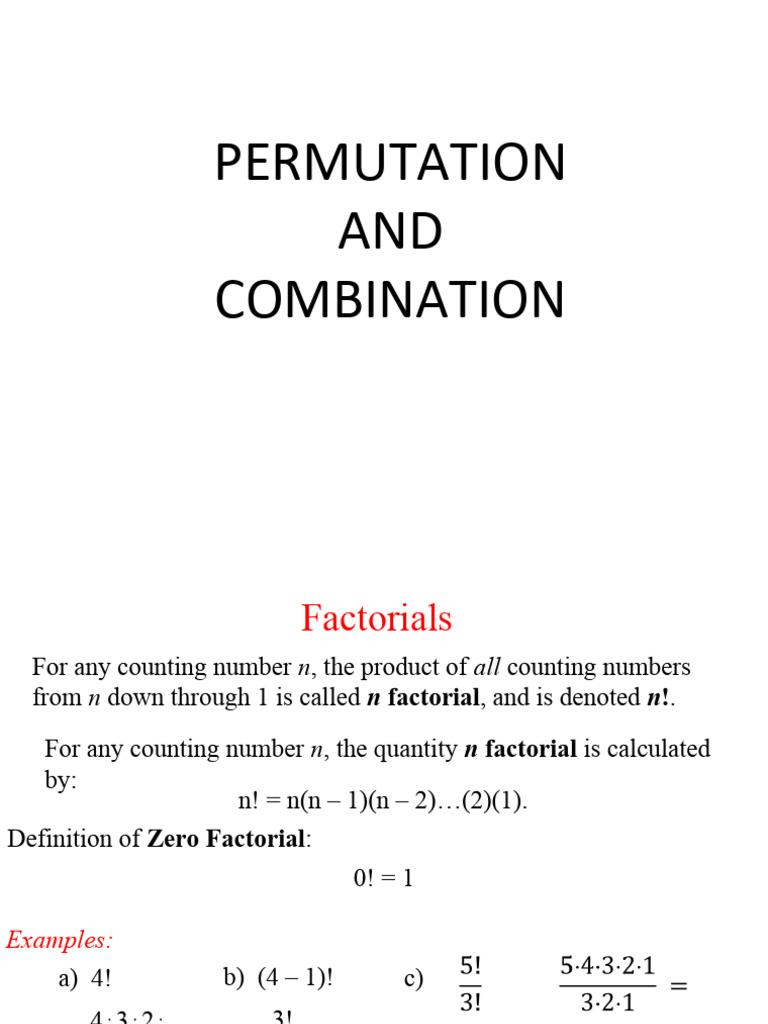 Lec 7 - Permutation and Combination | PDF | Mathematics | Combinatorics