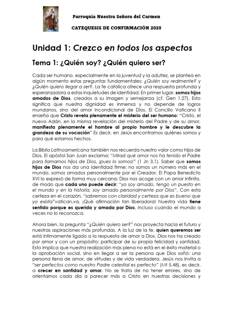 Tema N°1 Y 2 Catequesis de Confirma 2025 | PDF | Amor | Cristo (título)