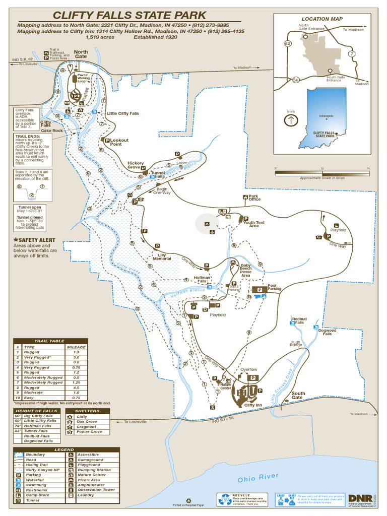 Clifty Falls Park Trail Map | PDF | Trail | Camping