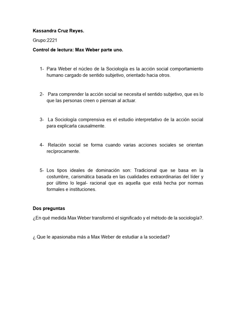 Max Weber Parte 1. | PDF